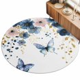 3ft Round Rug Navy Blue Spring Floral Area Rugs for Living Room Bedroom ...