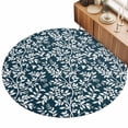 3ft Round Rug Navy Blue Spring Floral Area Rugs for Living Room Bedroom ...