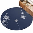 3ft Round Rug Navy Blue White Floral Area Rugs for Living Room Bedroom ...