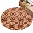 3ft Round Rug Orange Brown Flowers Area Rugs for Living Room Bedroom ...