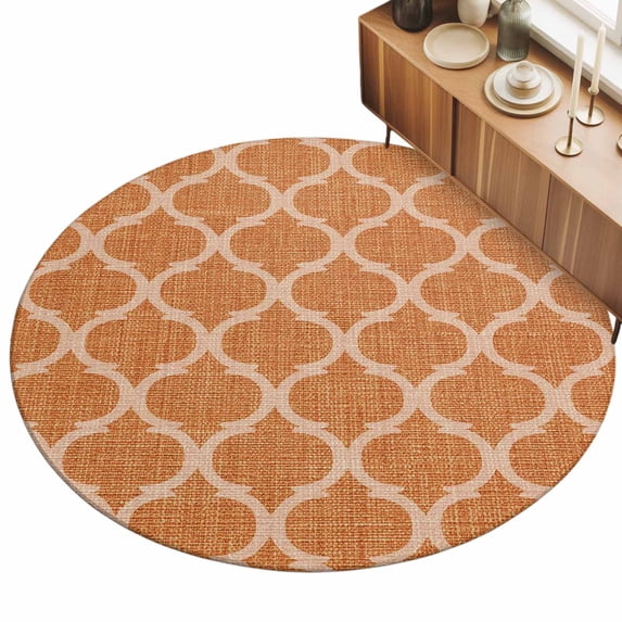 3ft Round Rug Orange Morocco Area Rugs for Living Room Bedroom Washable ...
