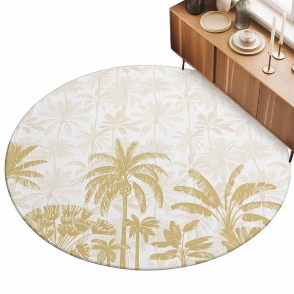 3ft Round Rug Palm Trees Area Rugs for Living Room Bedroom Washable Non ...