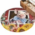 3ft Round Rug Pig Sunflowers Area Rugs for Living Room Bedroom Washable ...