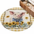 3ft Round Rug Pig Sunflowers Area Rugs for Living Room Bedroom Washable ...