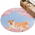 3ft Round Rug Pink Dog Area Rugs for Living Room Bedroom Washable Non ...