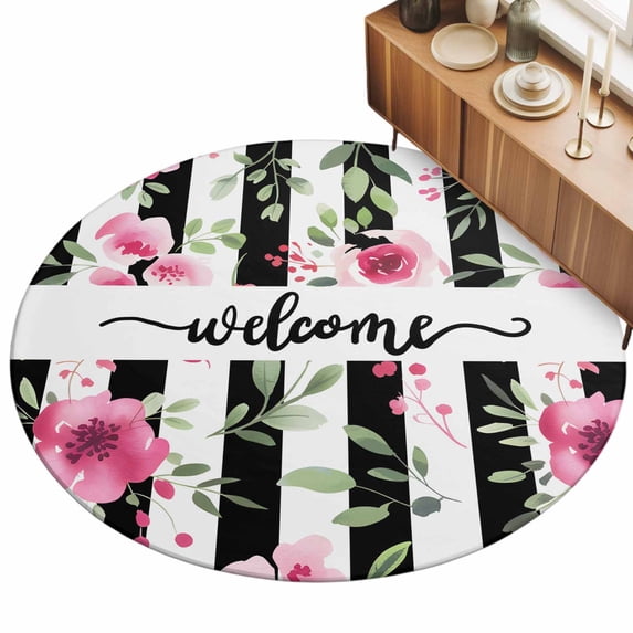 3ft Round Rug Pink Red Flower Area Rugs for Living Room Bedroom ...