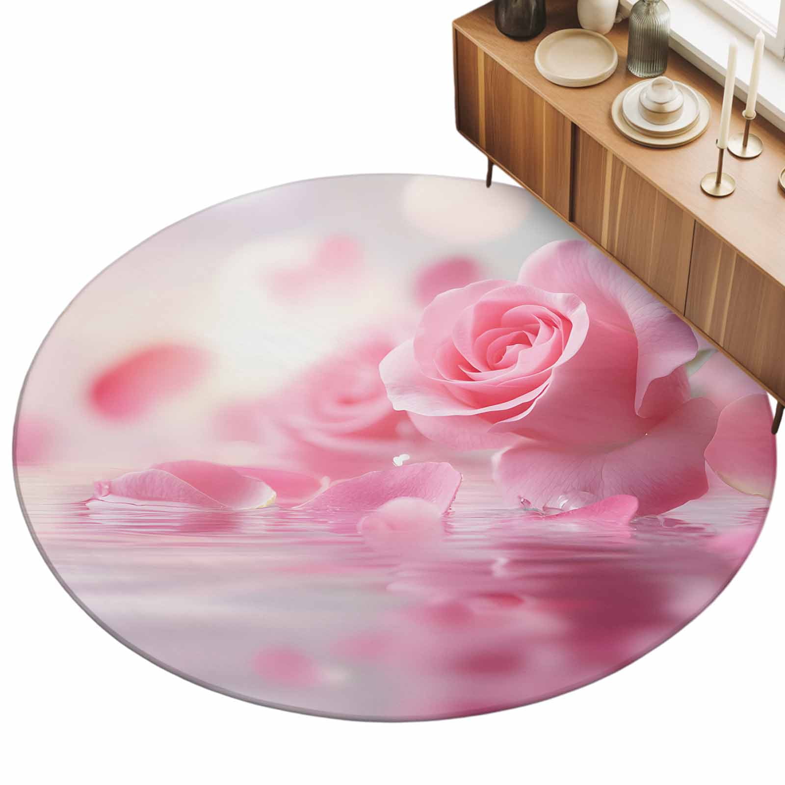 3ft Round Rug Pink Rose Fantasy Area Rugs for Living Room Bedroom ...