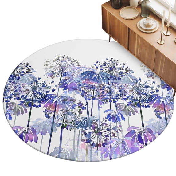 3ft Round Rug Purple Onion Flowers Area Rugs for Living Room Bedroom ...