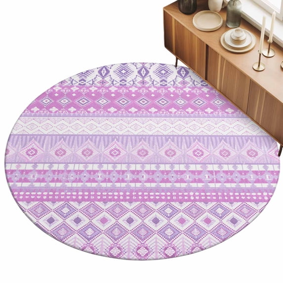3ft Round Rug Purple Pink Boho Area Rugs for Living Room Bedroom ...