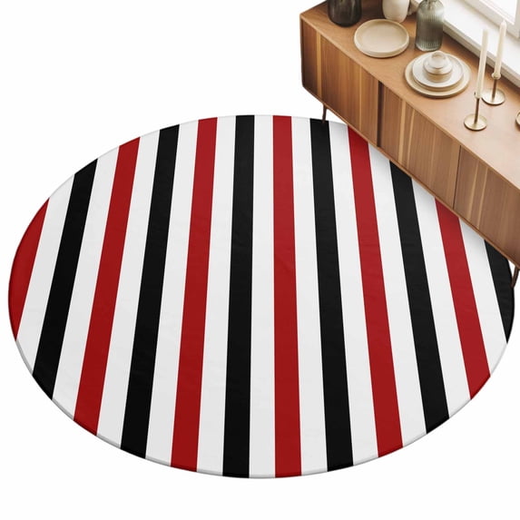 3ft Round Rug Red Black Stripe Area Rugs for Living Room Bedroom ...