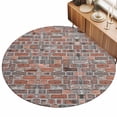 3ft Round Rug Red Brick Wall Area Rugs for Living Room Bedroom Washable ...
