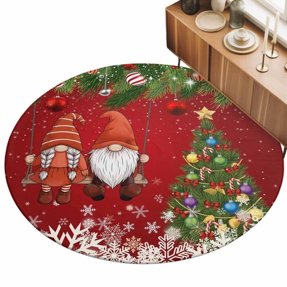 3ft Round Rug Red Gnomes Christmas Area Rugs for Living Room Bedroom ...