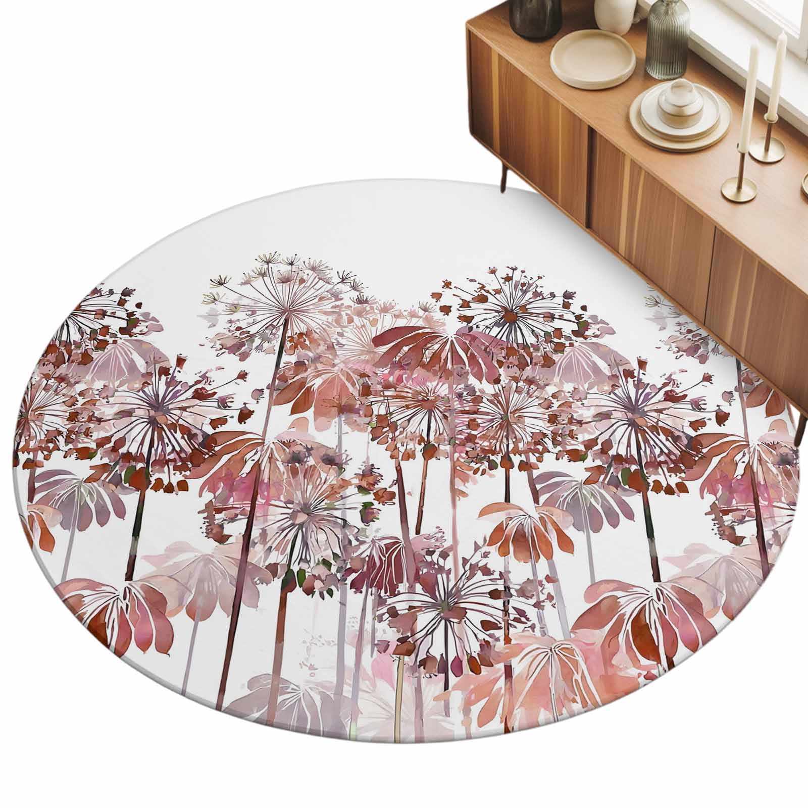 3ft Round Rug Red Onion Flowers Area Rugs for Living Room Bedroom ...