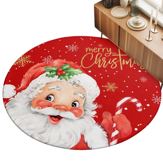 3ft Round Rug Red Santa Christmas Area Rugs for Living Room Bedroom ...