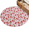 3ft Round Rug Red Strawberry Area Rugs for Living Room Bedroom Washable ...