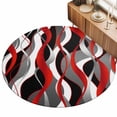 3ft Round Rug Red Stripe Area Rugs for Living Room Bedroom Washable Non ...