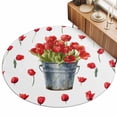 3ft Round Rug Red Tulip Flowers Area Rugs for Living Room Bedroom ...