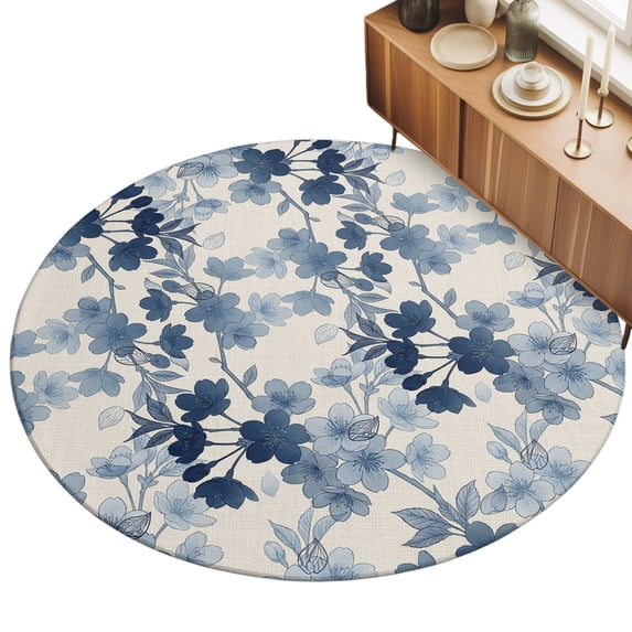 3ft Round Rug Retro Floral Area Rugs for Living Room Bedroom Washable ...
