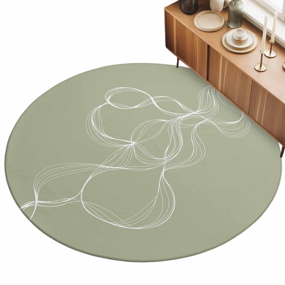 3ft Round Rug Sage Green Area Rugs for Living Room Bedroom Washable Non ...