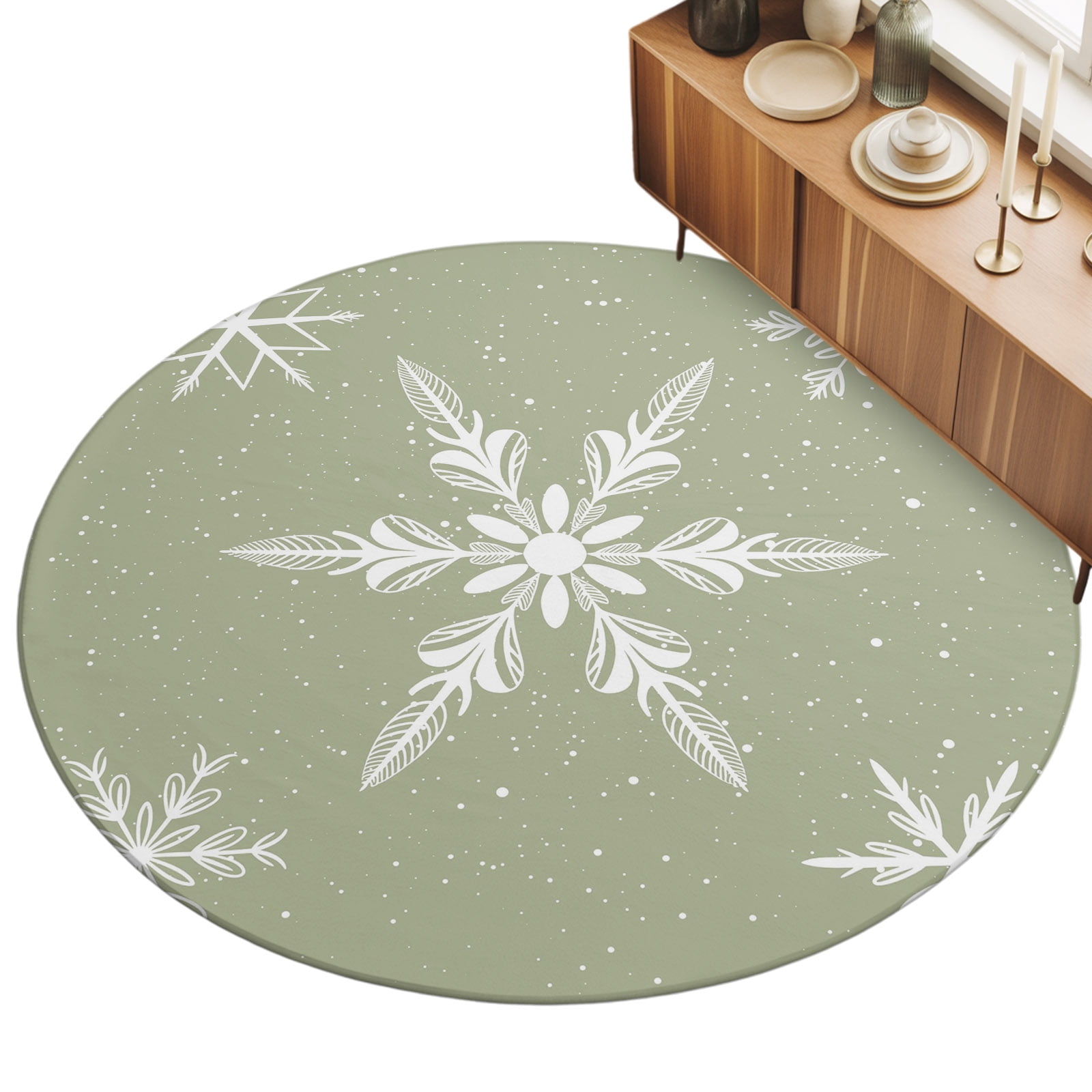 3ft Round Rug Sage Green Christmas Area Rugs for Living Room Bedroom ...