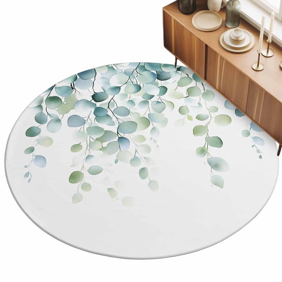 3ft Round Rug Sage Green Eucalyptus Area Rugs for Living Room Bedroom ...