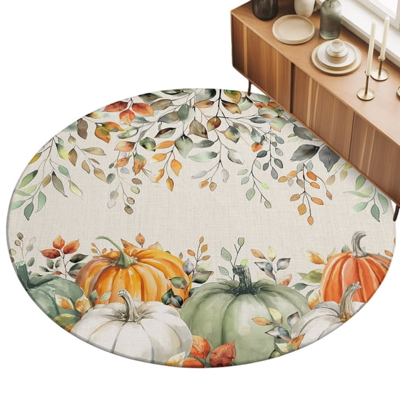 3ft Round Rug Sage Green Pumpkin Area Rugs for Living Room Bedroom ...