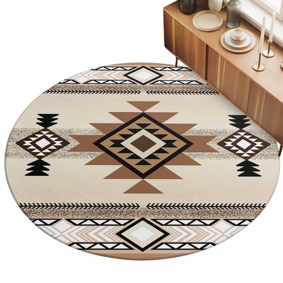 3ft Round Rug Southwest Area Rugs for Living Room Bedroom Washable Non ...