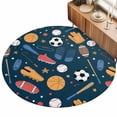 3ft Round Rug Sports Theme Area Rugs for Living Room Bedroom Washable ...