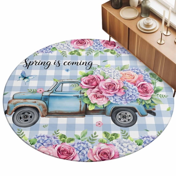3ft Round Rug Spring Area Rugs for Living Room Bedroom Washable Non ...