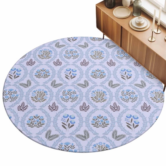3ft Round Rug Spring Floral Area Rugs for Living Room Bedroom Washable ...