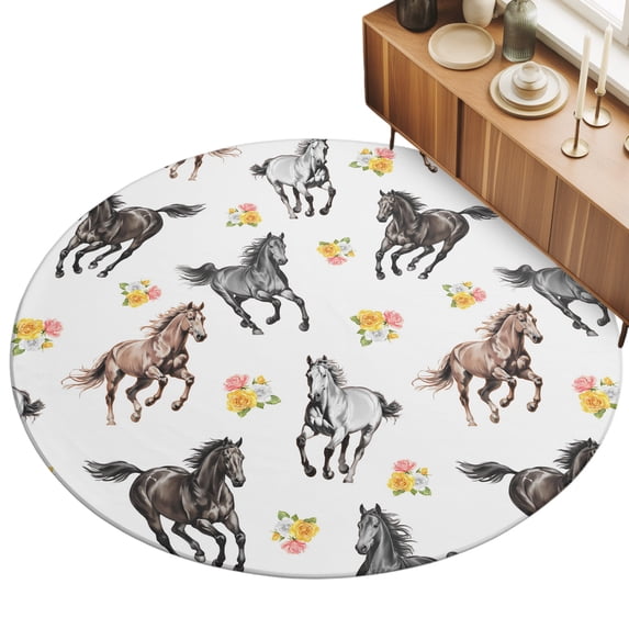 3ft Round Rug Spring Flowers Area Rugs for Living Room Bedroom Washable ...