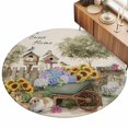 3ft Round Rug Spring Flowers Area Rugs for Living Room Bedroom Washable ...