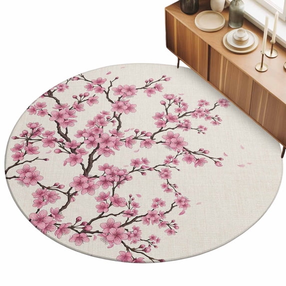 3ft Round Rug Spring Flowers Area Rugs for Living Room Bedroom Washable ...