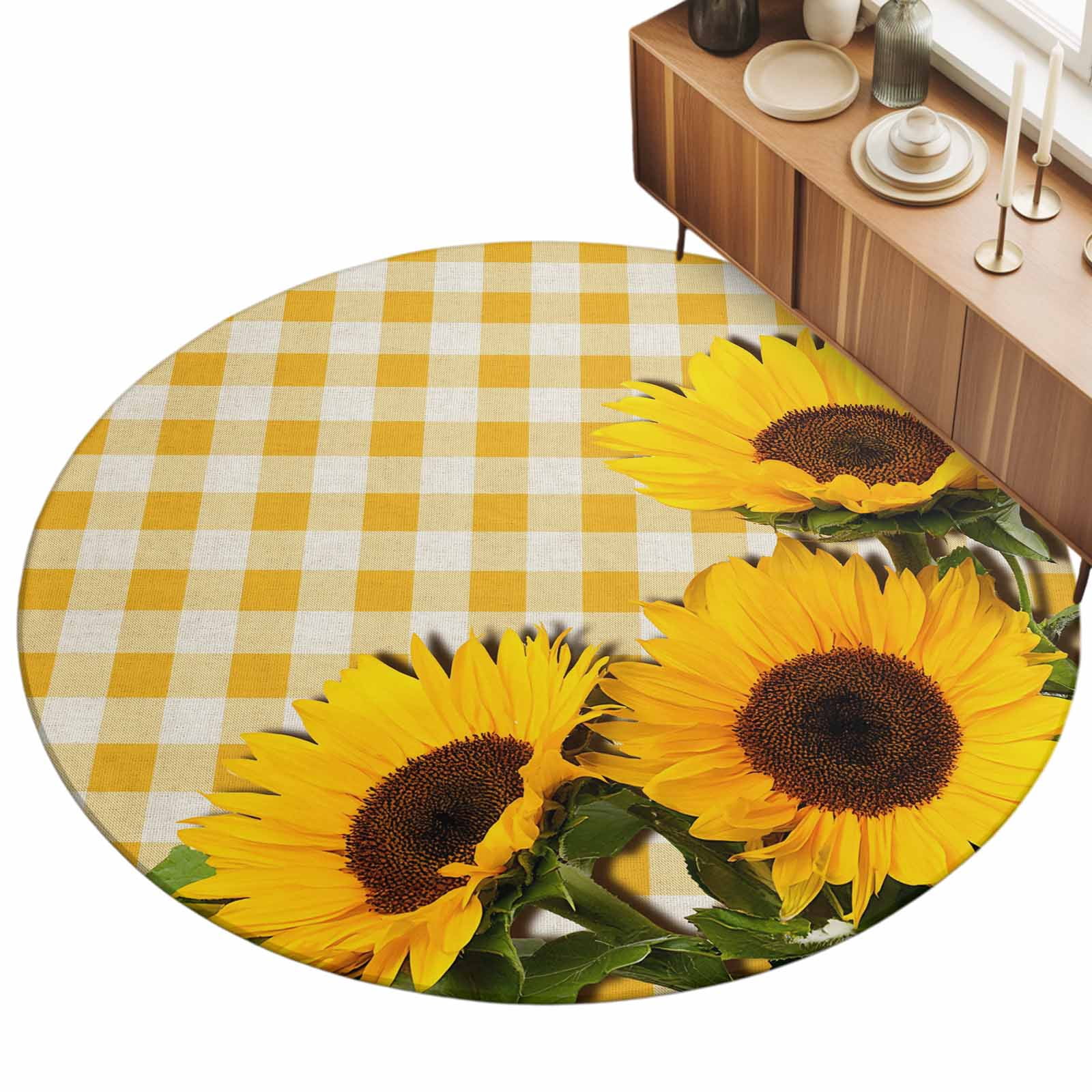 3ft Round Rug Spring Sunflowers Area Rugs for Living Room Bedroom ...