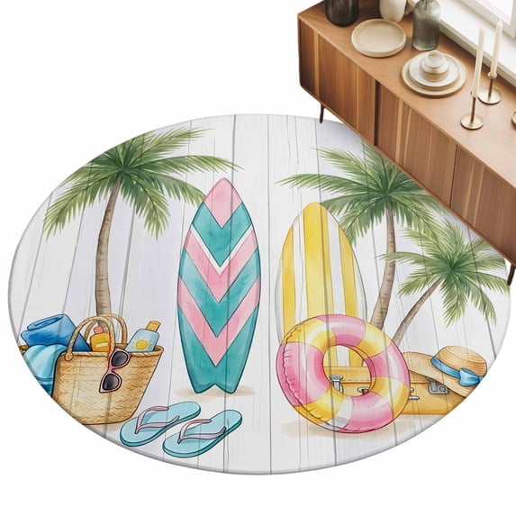 3ft Round Rug Summer Surfboard Area Rugs for Living Room Bedroom ...
