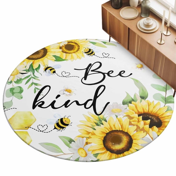 3ft Round Rug Sunflower Floral Area Rugs for Living Room Bedroom ...