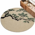 3ft Round Rug Teal Pine Tree Area Rugs for Living Room Bedroom Washable ...