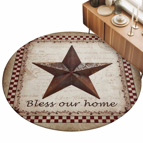 3ft Round Rug Texas Star Vintage Area Rugs for Living Room Bedroom ...