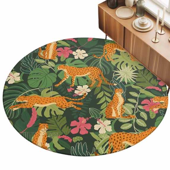 3ft Round Rug Tropical Plants Area Rugs for Living Room Bedroom ...