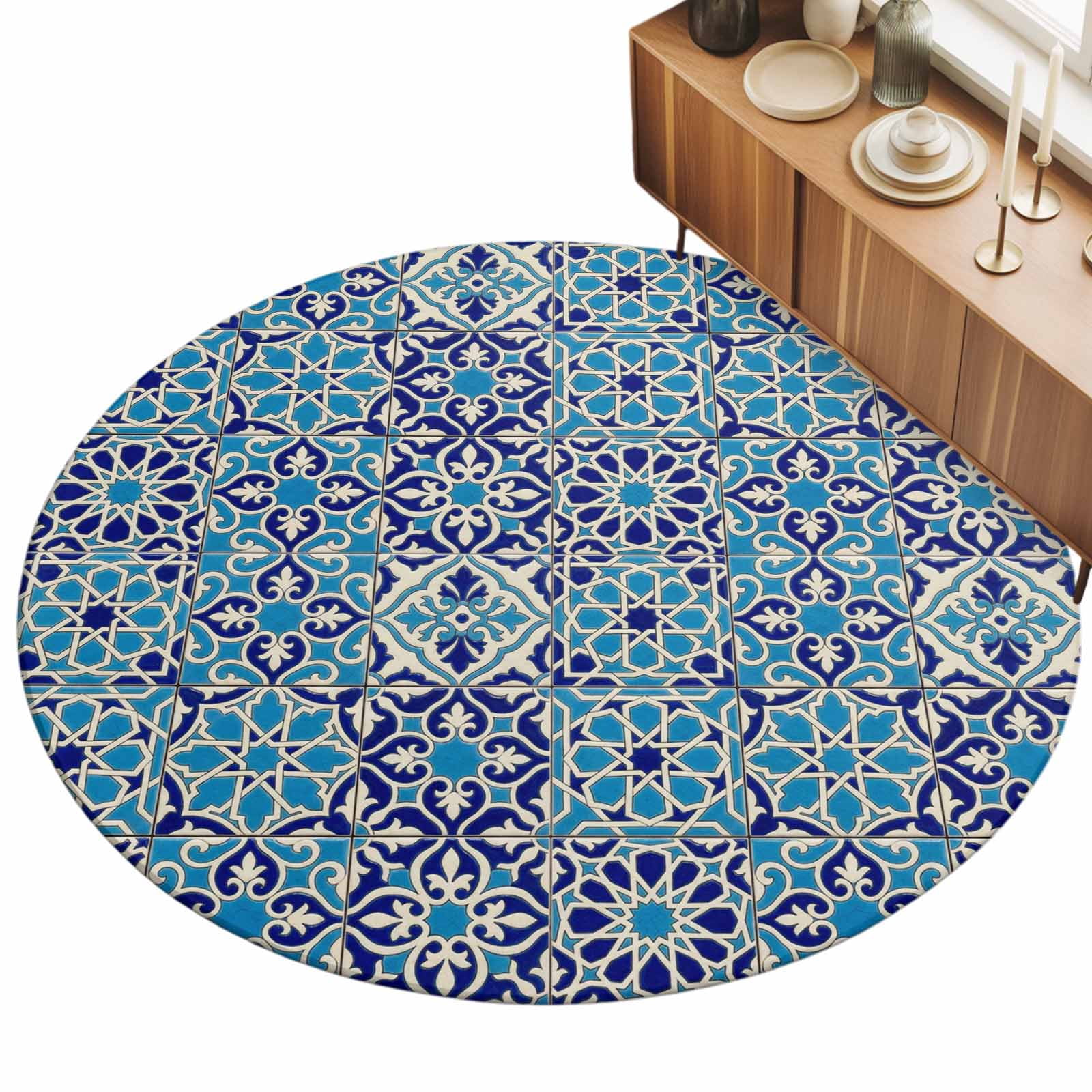 3ft Round Rug Vintage Morocco Area Rugs for Living Room Bedroom ...
