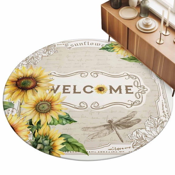 3ft Round Rug Vintage Sunflower Area Rugs for Living Room Bedroom ...