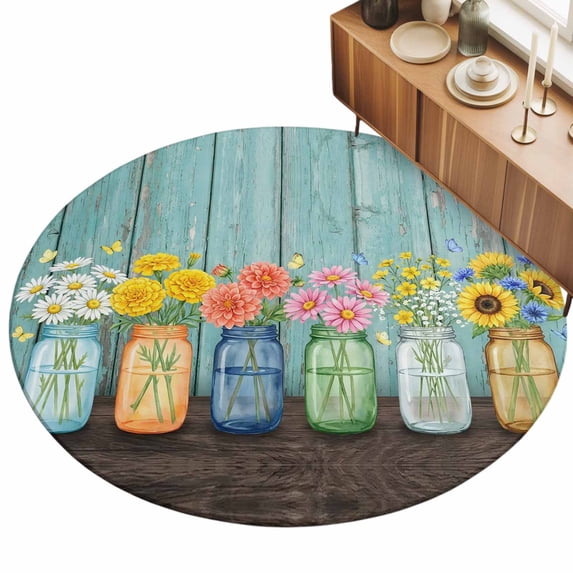 3ft Round Rug Watercolor Floral Area Rugs for Living Room Bedroom ...