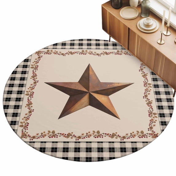 3ft Round Rug Western Texas Star Retro Area Rugs for Living Room ...