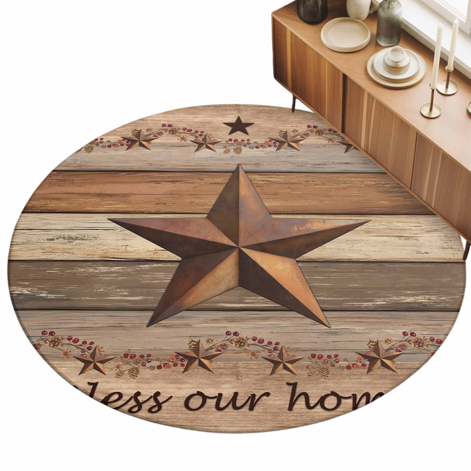 3ft Round Rug Western Texas Star Retro Area Rugs for Living Room ...