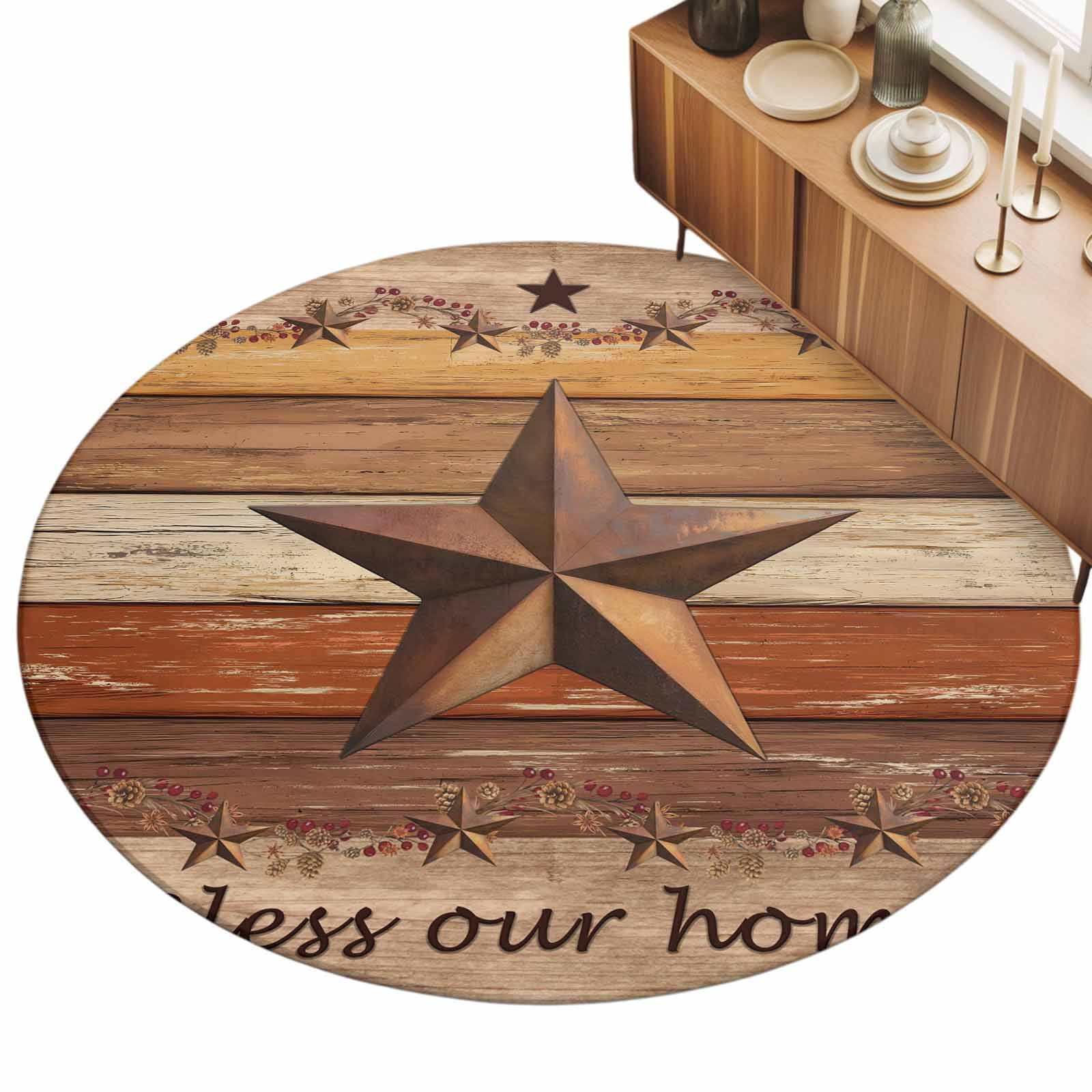 3ft Round Rug Western Texas Star Vintage Area Rugs for Living Room ...