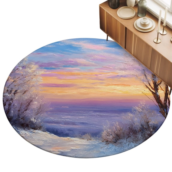 3ft Round Rug Winter Landscapes Area Rugs for Living Room Bedroom ...