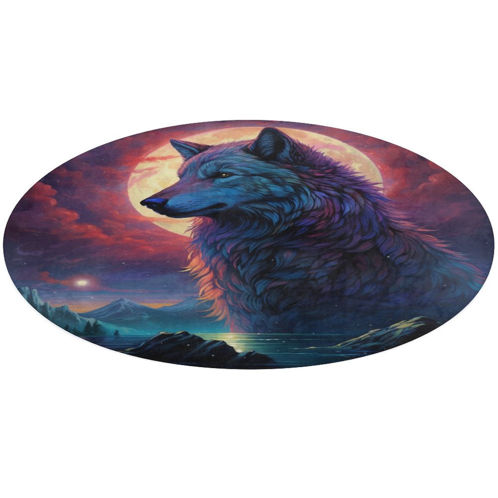 3ft Rug for Kids Room Playroom Nursery Bedroom Colorful Lone Wolf ...
