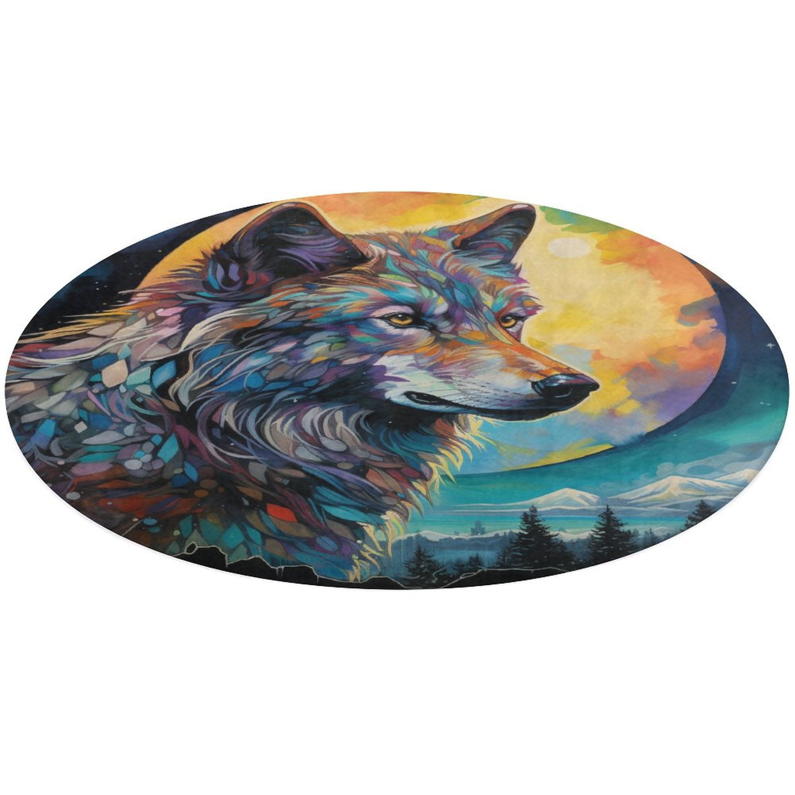 3ft Rug for Kids Room Playroom Nursery Bedroom Colorful Lone Wolf ...
