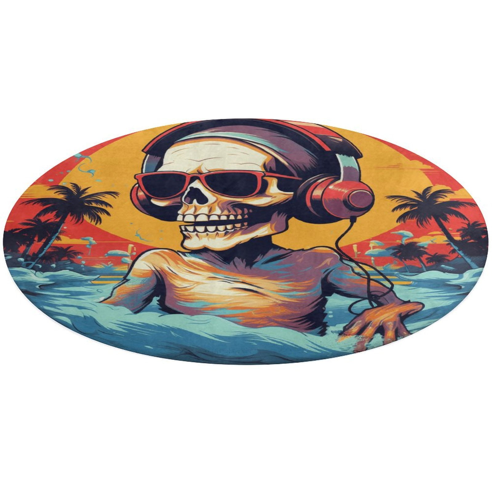 3ft Rug for Kids Room Playroom Nursery Bedroom Dancing Cute Skull Man ...