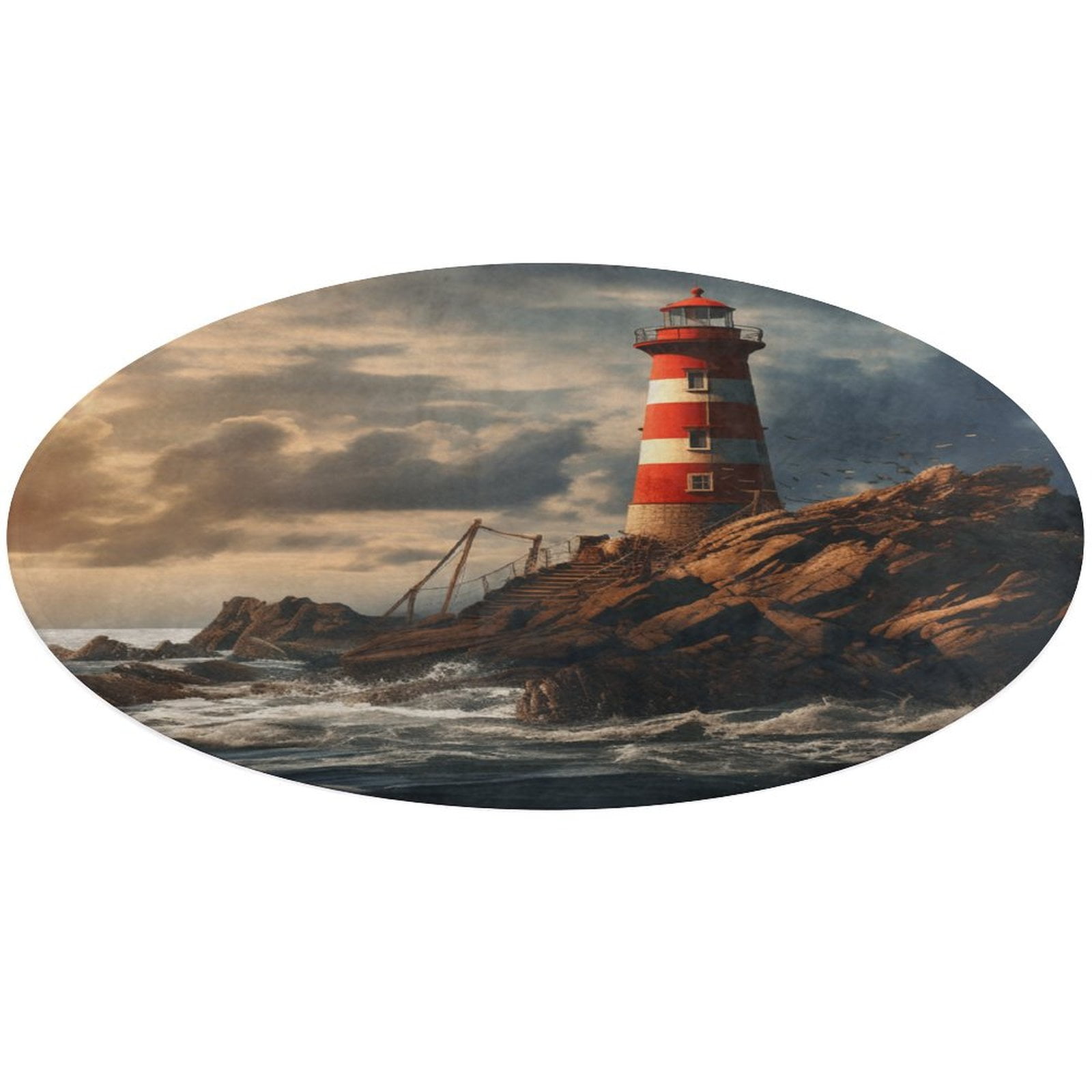 3ft Rug for Kids Room Playroom Nursery Bedroom Ocean Lighthouse ...